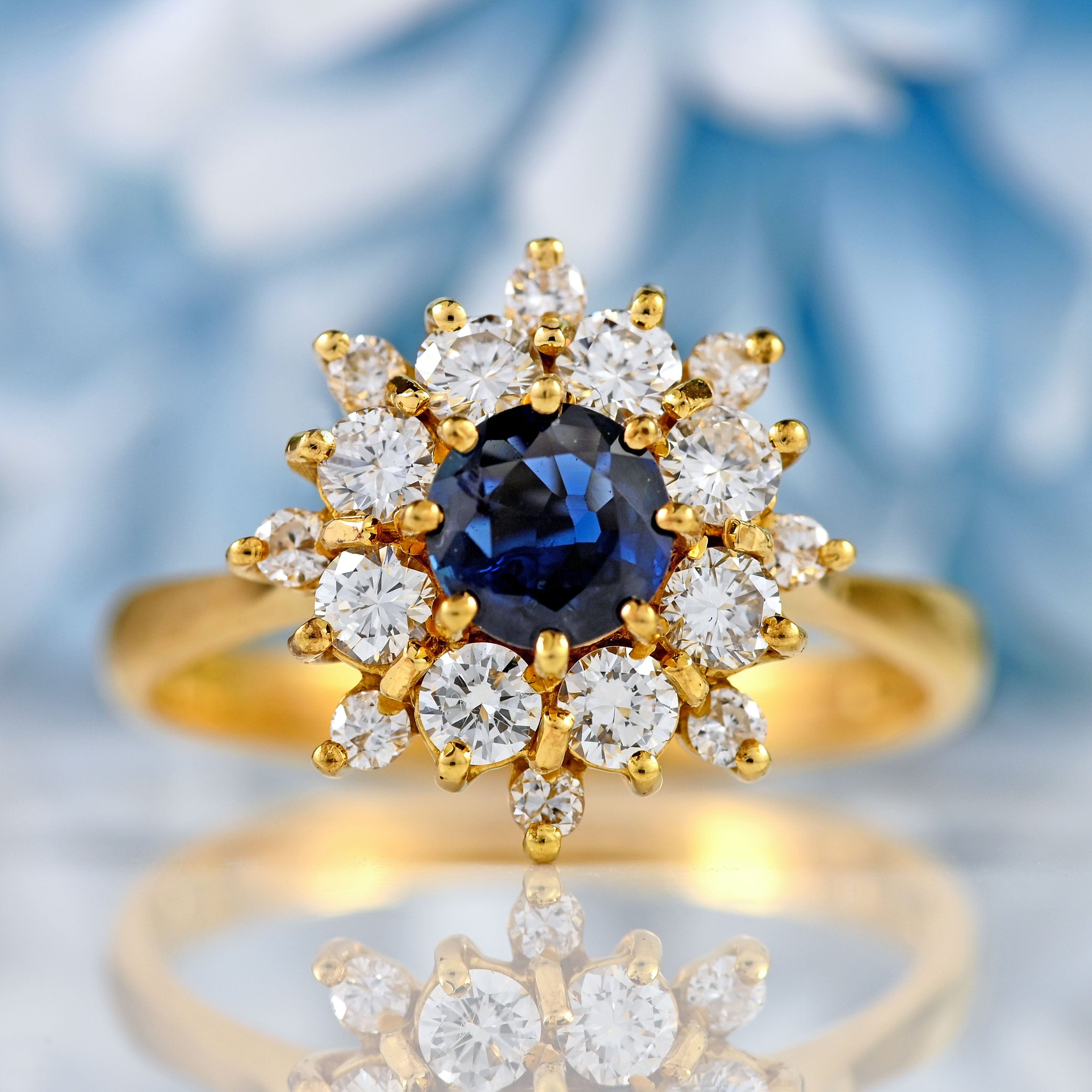 Vintage 1980 Sapphire & Diamond 18ct Gold Star Cluster Ring – Ellibelle ...